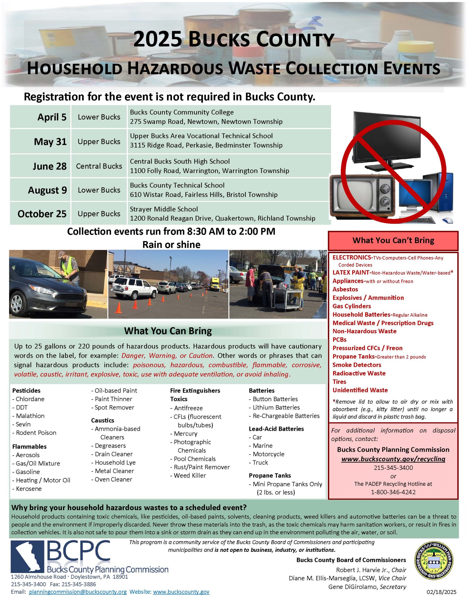 2025 Household Hazardous Waste Collection Events | Upper Makefield Township